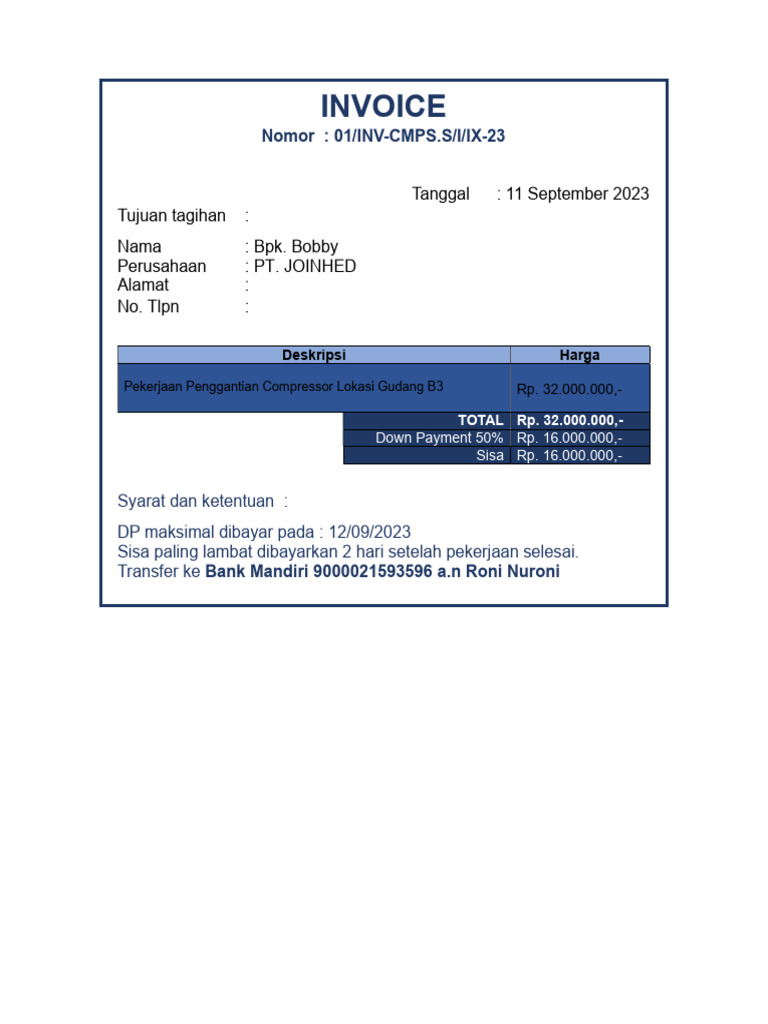Invoice (DP 50%) | PDF
