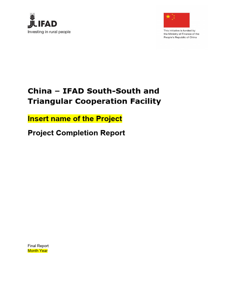 Template - Project Completion Report - China-IFAD SSTC Facility | PDF