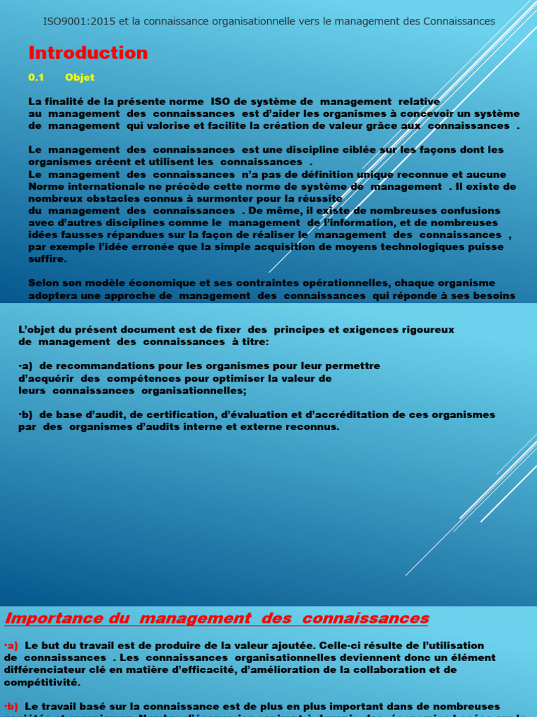 Knowledge Management - ) Est Pris en Considération Par La Norme ISO ...