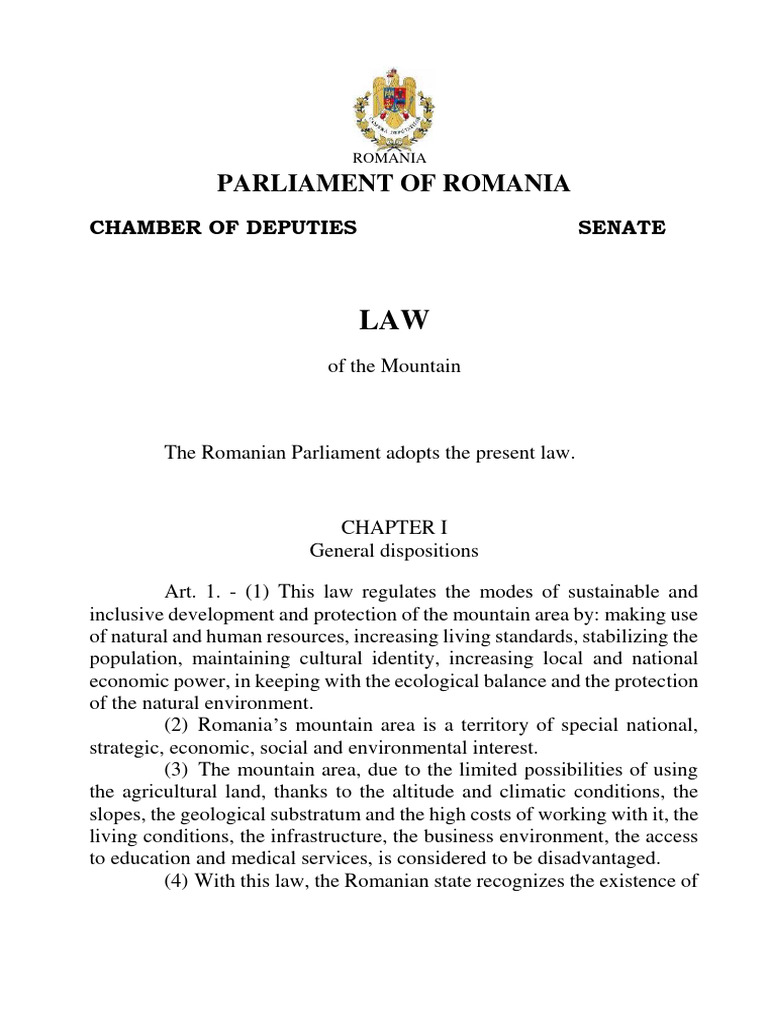 Romania Law of The Mountain | PDF | Sustainability | Biodiversity