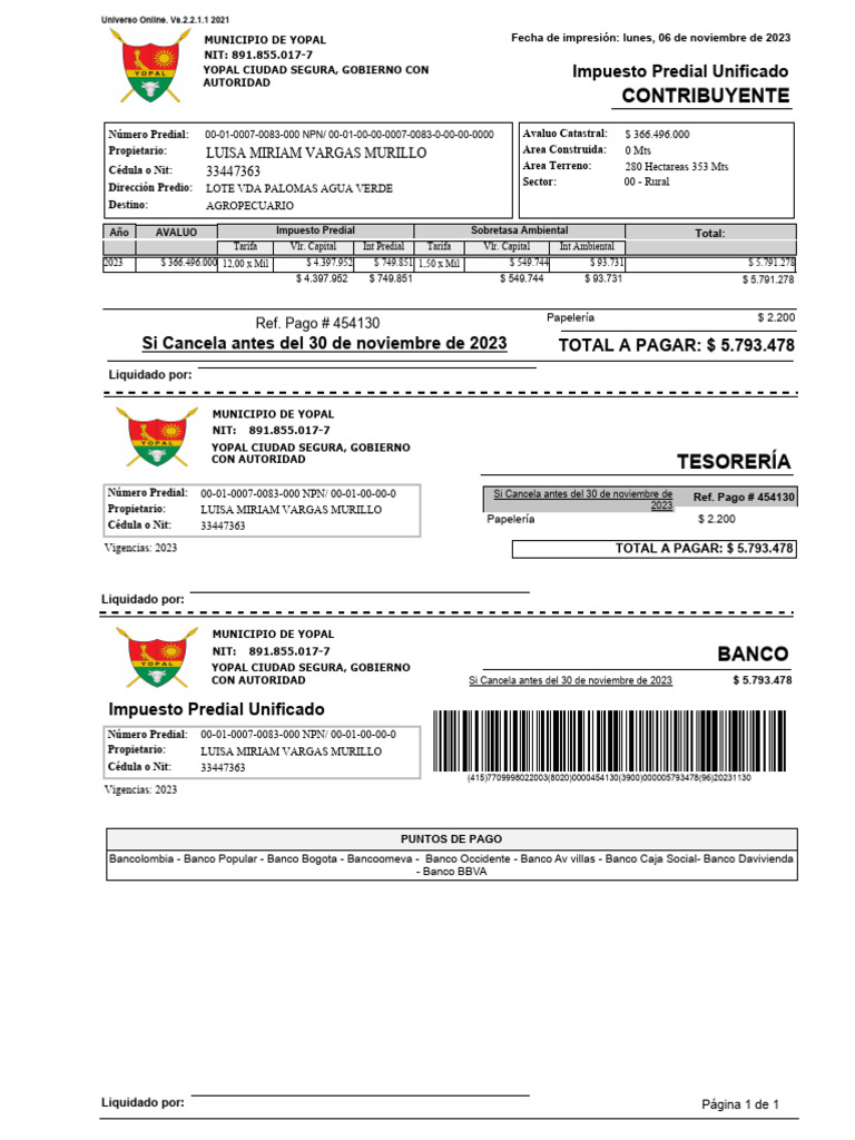 RTP LiquidacionPredial 3 | PDF