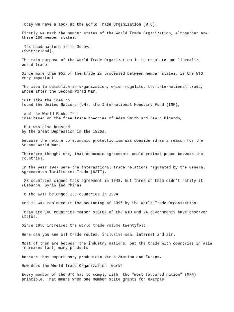 Overview of the World Trade Organization | PDF | World Trade ...