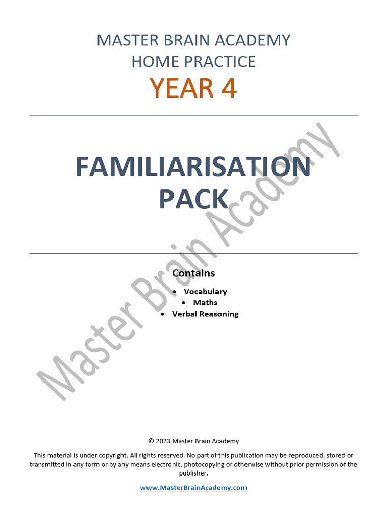 Year 4 - Familiarisation Pack-2023 | PDF