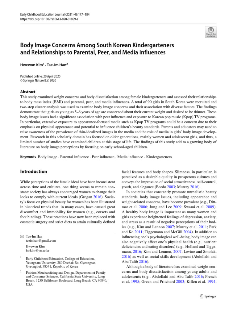 Body Image Issues in Korean Kindergarteners | PDF | Body Image | Eating ...