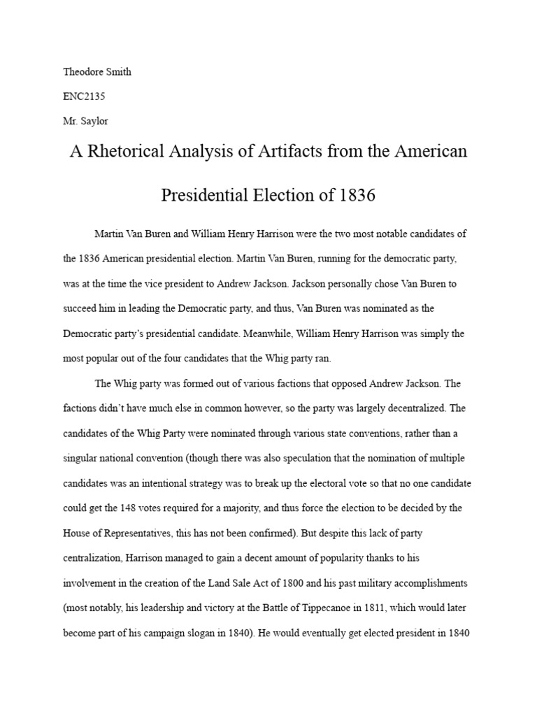 A Rhetorical Analysis of Artifacts From The American Presidential ...