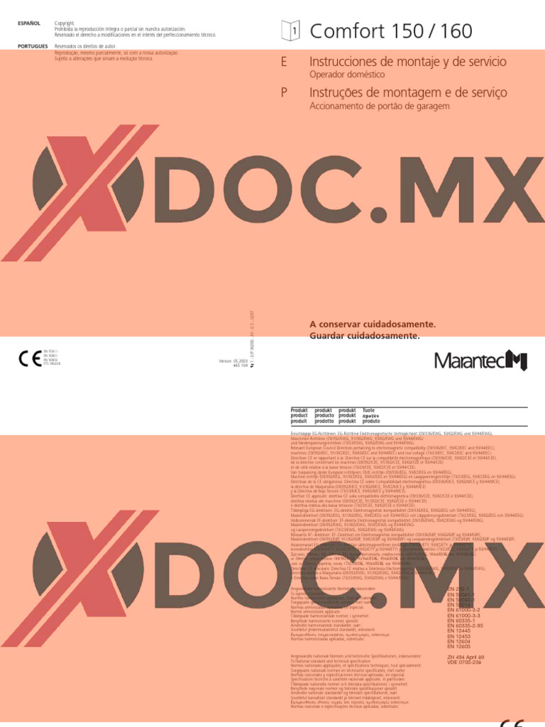 Xdoc - MX Manual Marantec Comfort 150 Ac Portugues | PDF | Tornillo | Perforar