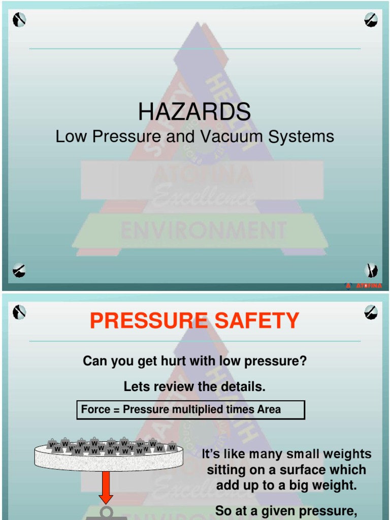 Hazards: Low Pressure and Vacuum Systems | PDF | Vacuum | Pounds Per ...