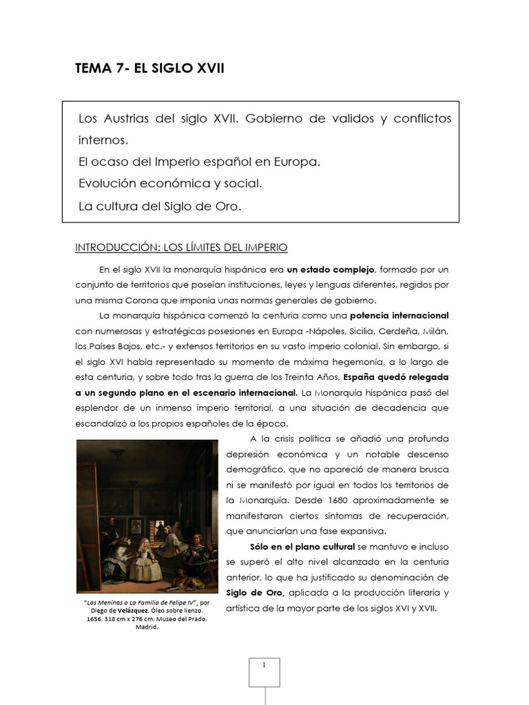 Tema 7. Crisis y Decadencia Del Imperio en El Siglo Xvii (1) - 1 | Descargar gratis PDF ...