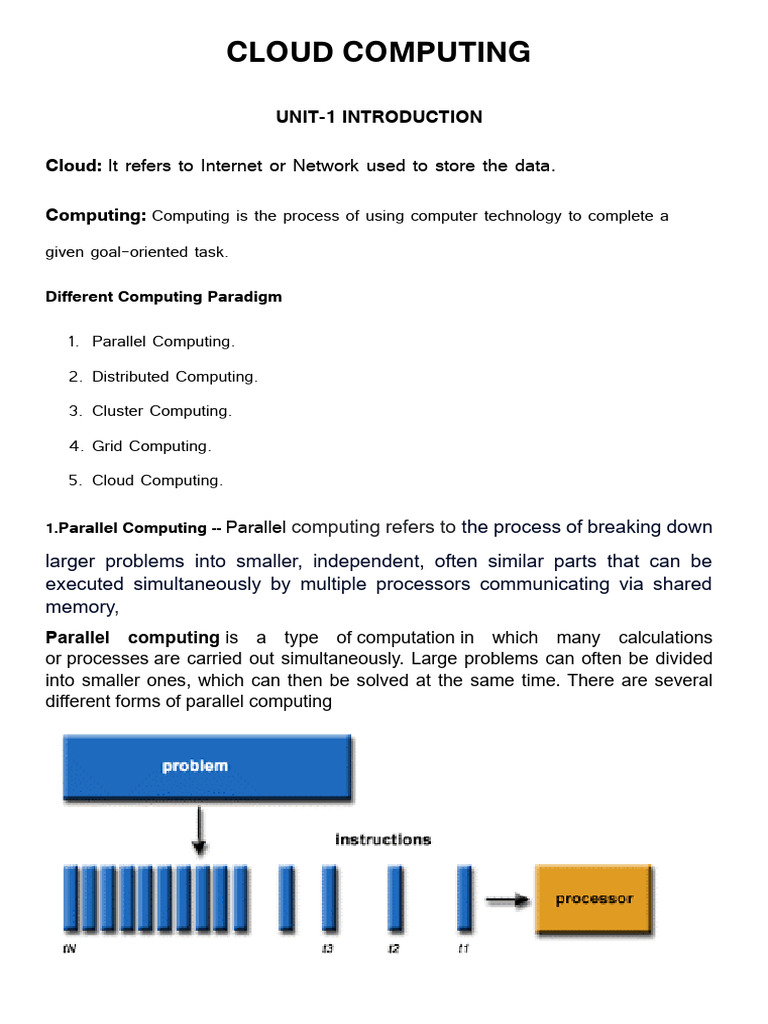 Unit-1 Cloud Computing (Nep) PDF | PDF | Cloud Computing | Computer Cluster