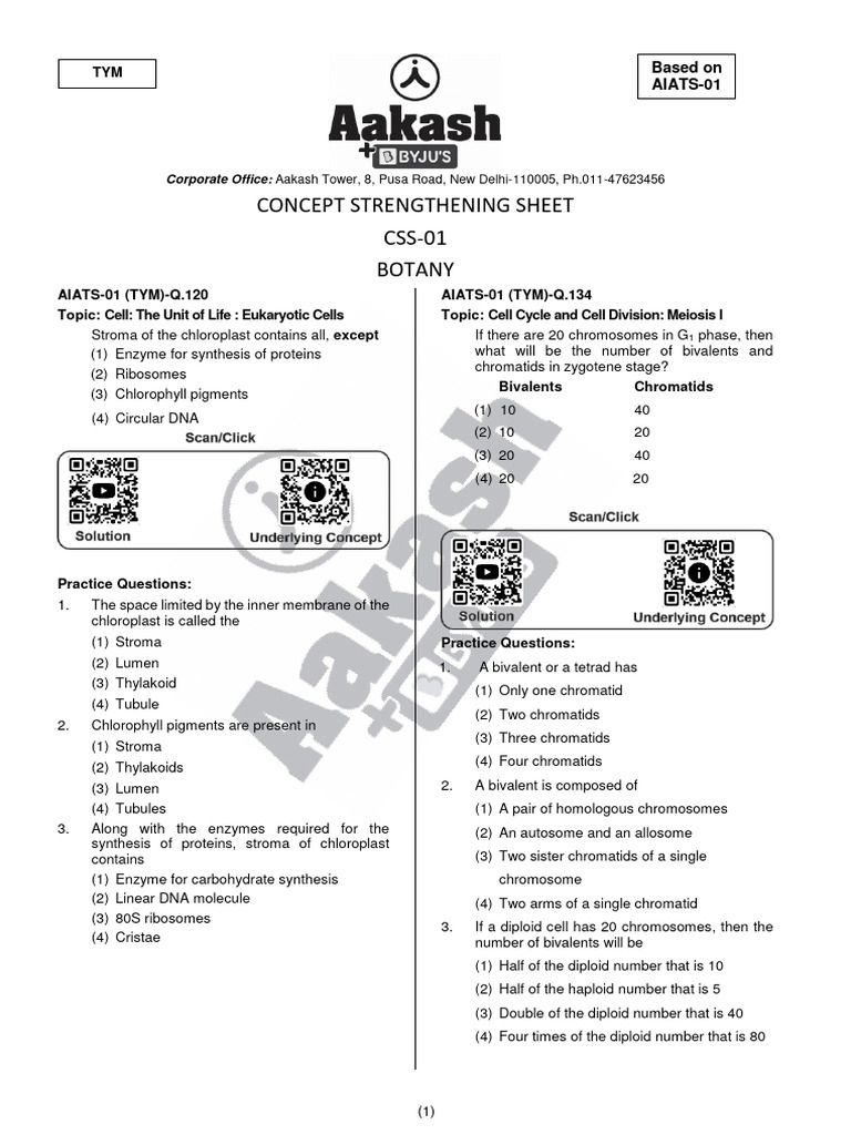 Concept Strengthening Sheet (CSS-01) Based On AIATS-01 (TYM) - Botany ... Concept Strengthening Sheet (CSS-01) Based On AIATS-01 (TYM) - Botany ...