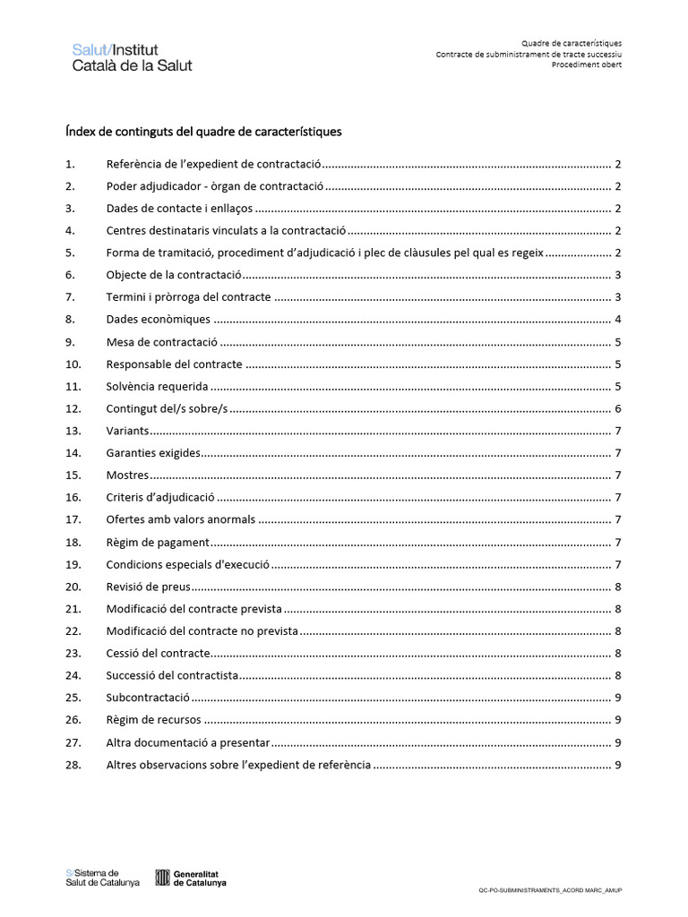 QC Quadre de Característiques | PDF