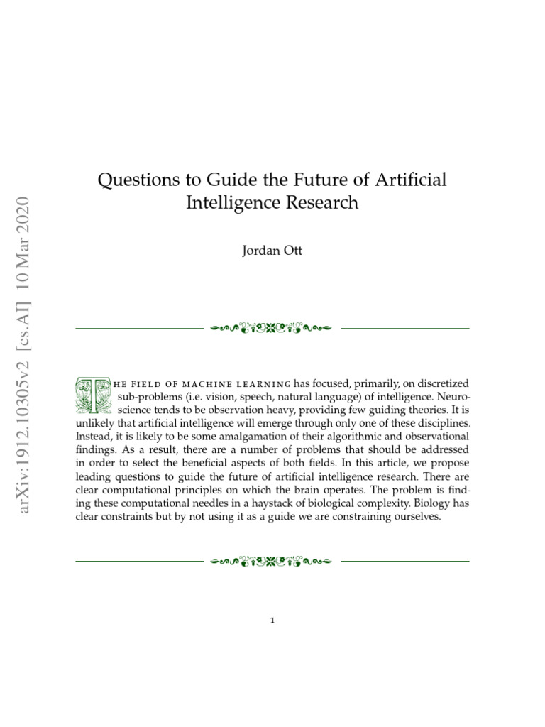 Questions To Guide The Future of Artificial Intelligence Research | PDF ...