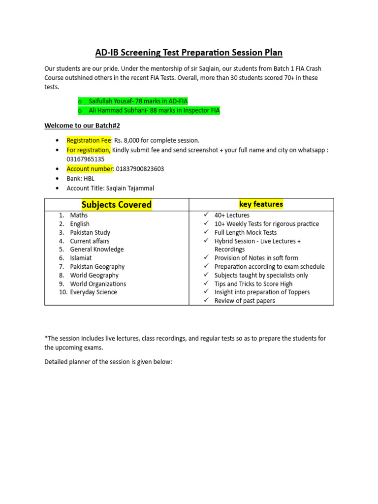 Plan - AD IB Session | PDF | Qualifications