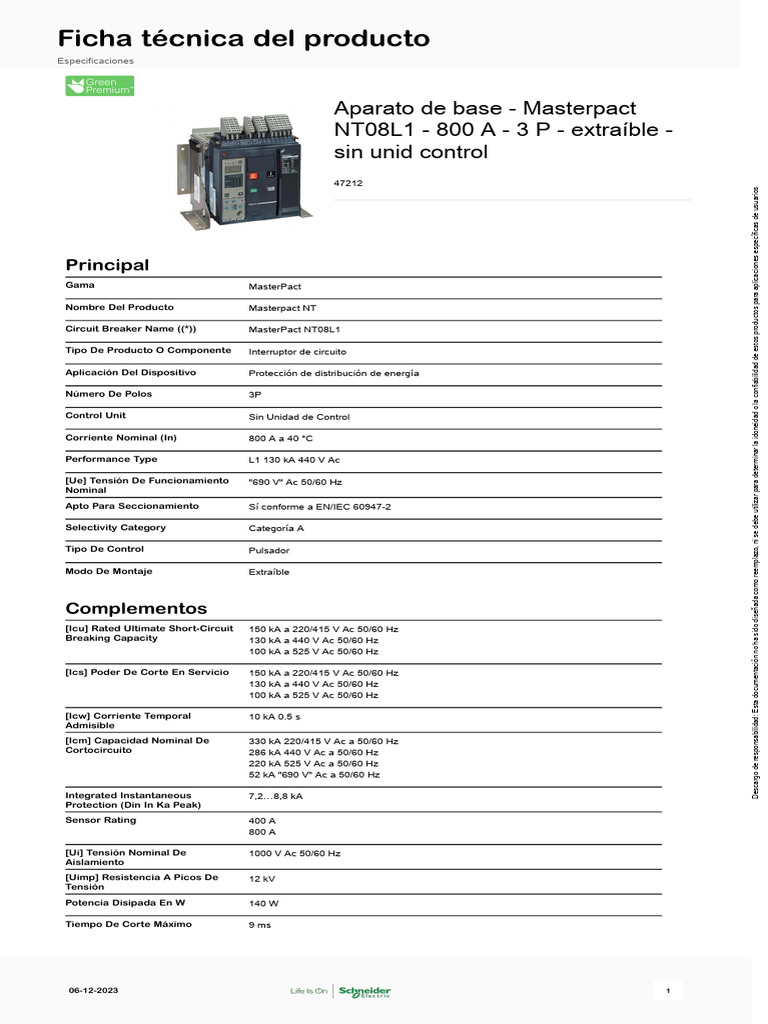 Schneider Electric - MasterPact-NT - 47212 | PDF | Ingenieria Eléctrica ...