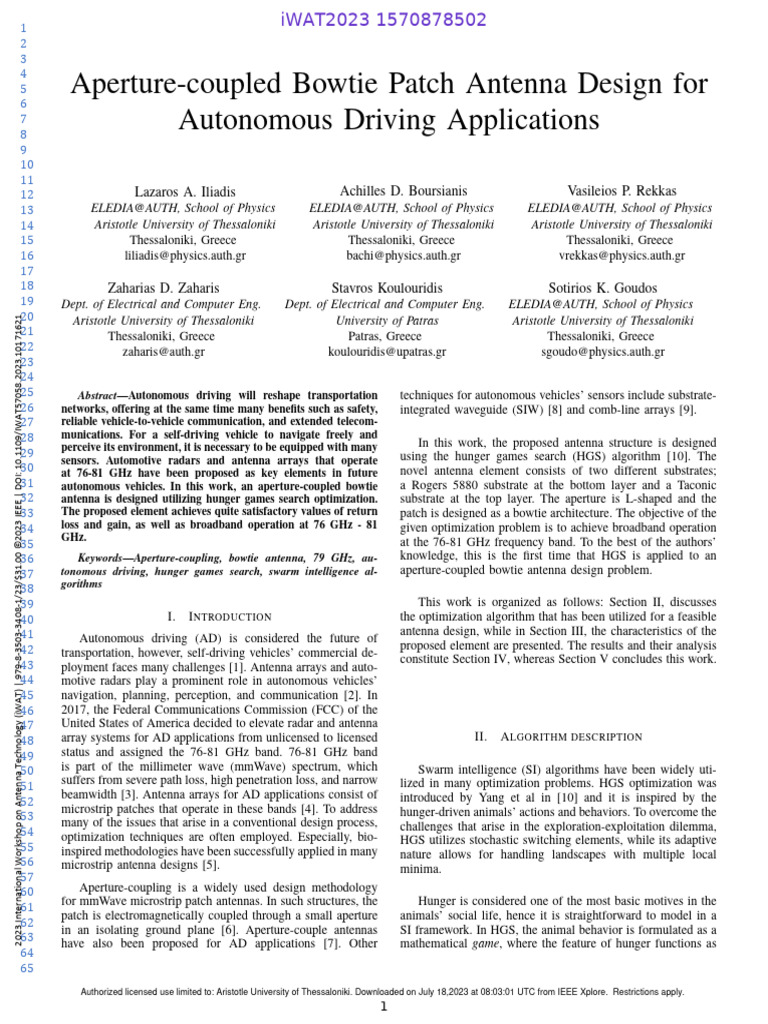 Aperture Coupled Bowtie Patch Antenna Design For Autonomous Driving Applications Pdf
