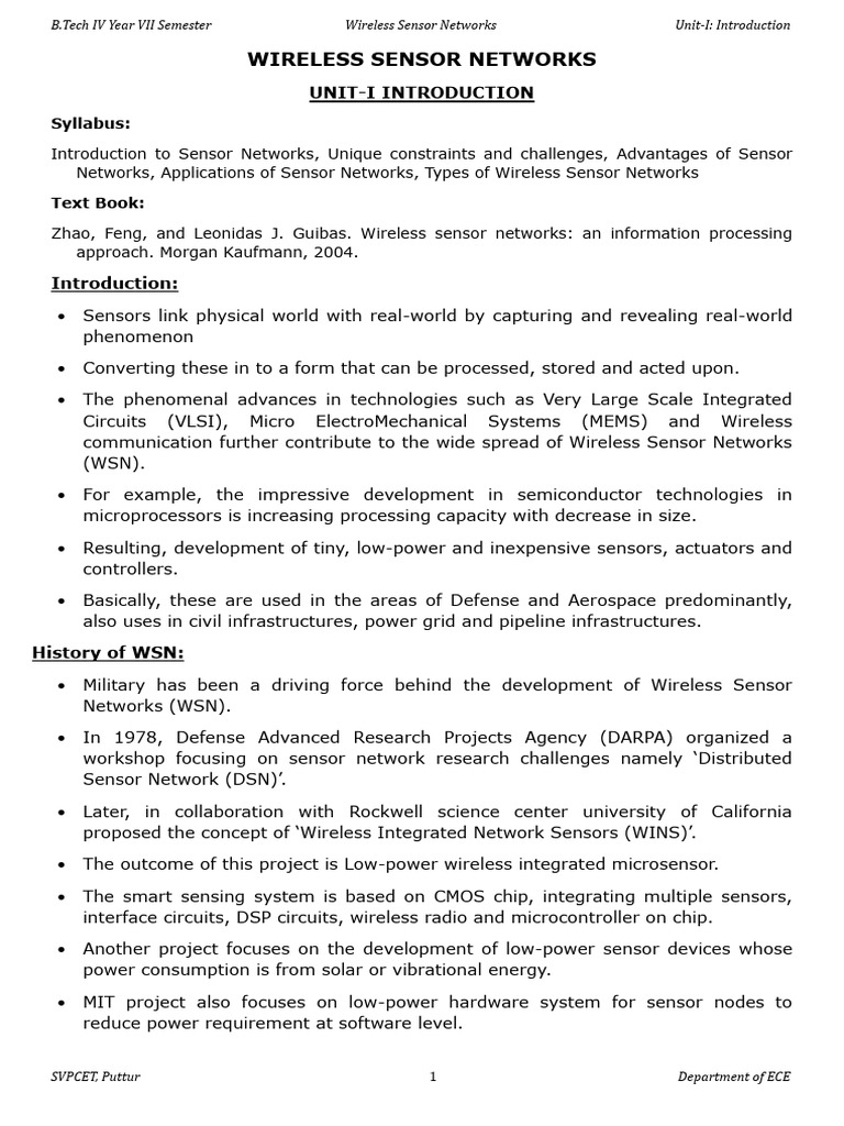 WSN Subject Material Unit-1 To 5 | PDF