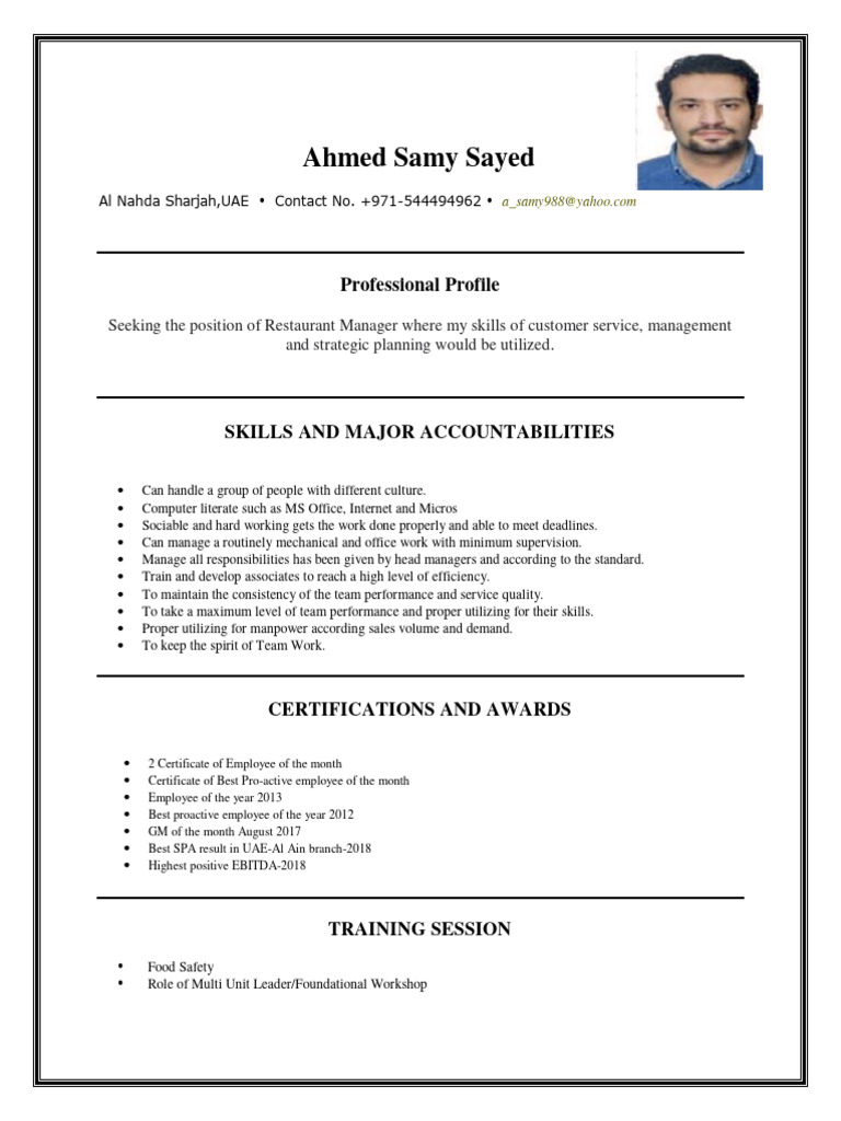 Ahmed Samy CV | PDF | Restaurants | Marketing
