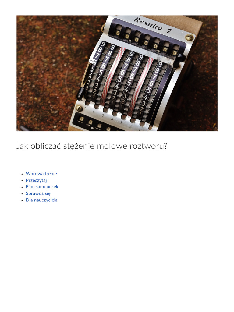 Jak Obliczac Stezenie Molowe Roztworu | PDF