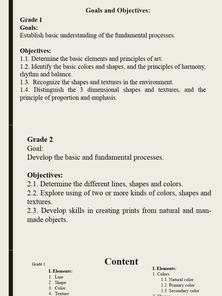Goals and Objectives | PDF | Printmaking | Shape