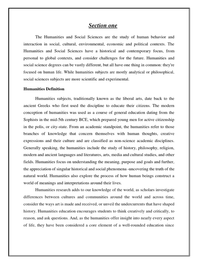 U03 Social Sciences and Humanities - Humanities and Social Science ...