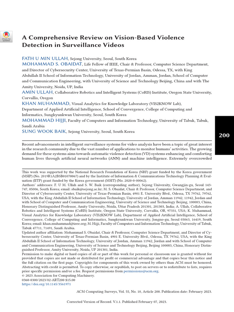 A Comprehensive Review On Vision Based Violence Detection In