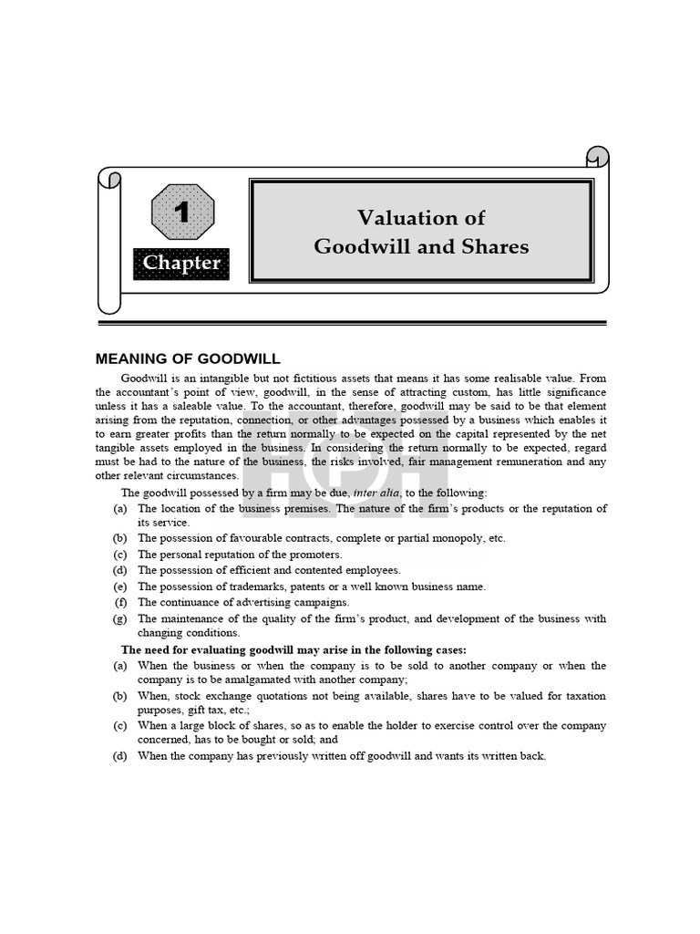 Valuation-of-Goodwill-and-Shares-1 | PDF | Valuation (Finance ...