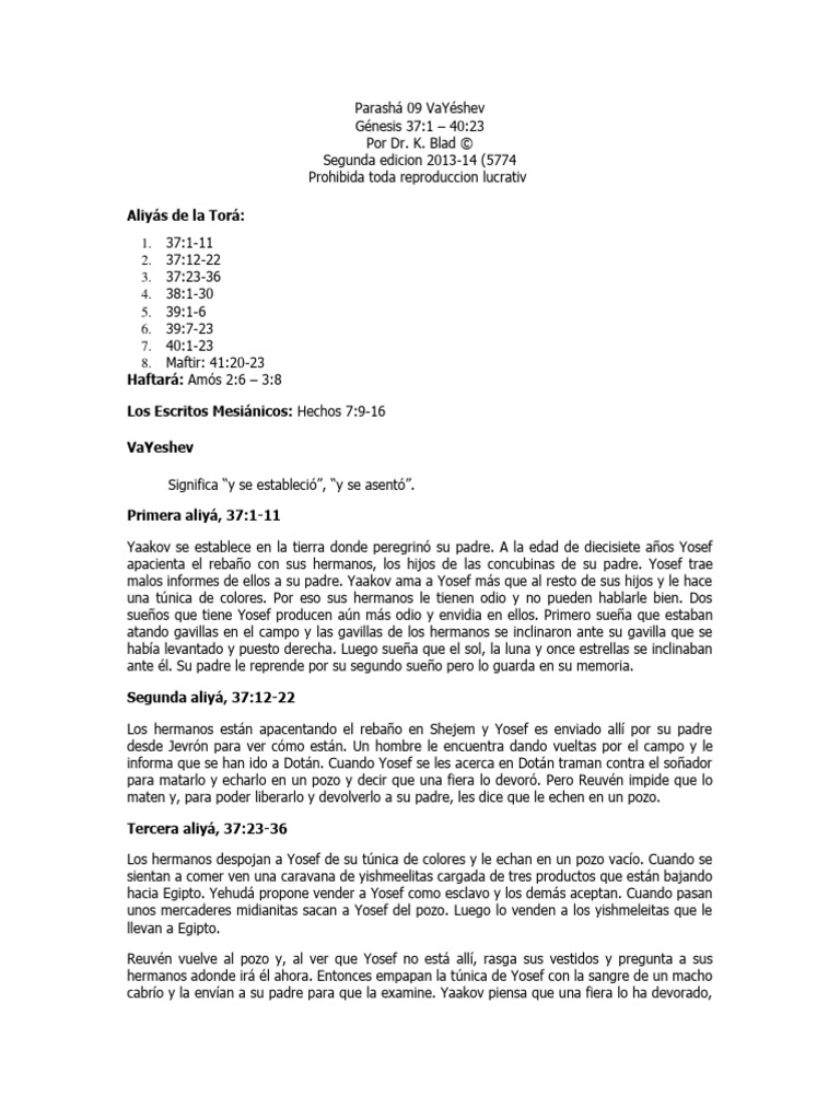 Parashá 09 VaYéshev | PDF | Amor | Jesús