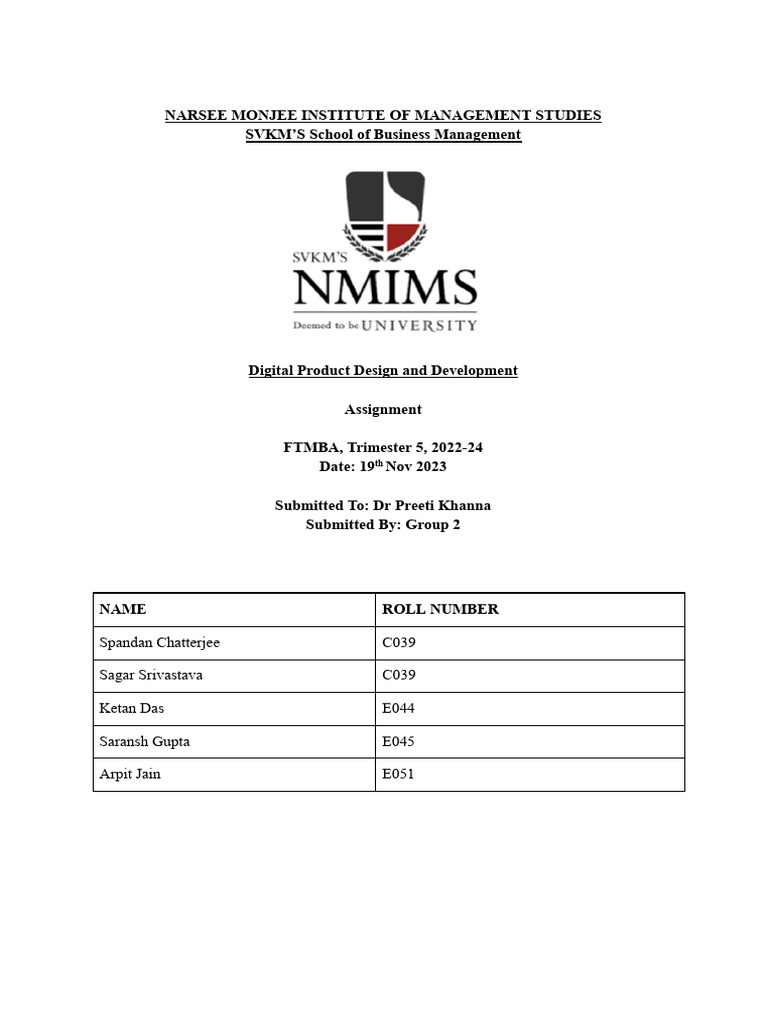 Group2 DPDD Assignment | PDF | Version Control | Information