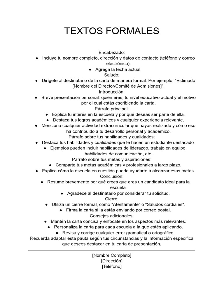 Textos Formales | PDF | Desarrollo personal