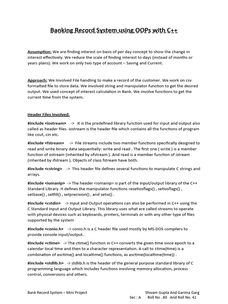 Banking Record System (Report) . | PDF | C++ | Software Development
