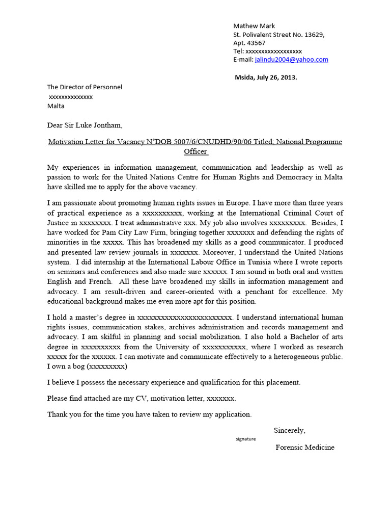 sample job motivation letter | PDF | Justice | Crime & Violence sample job motivation letter | PDF | Justice | Crime & Violence