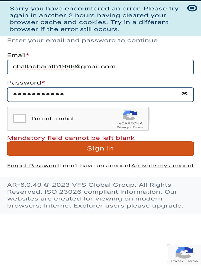 Login VFS Global | PDF