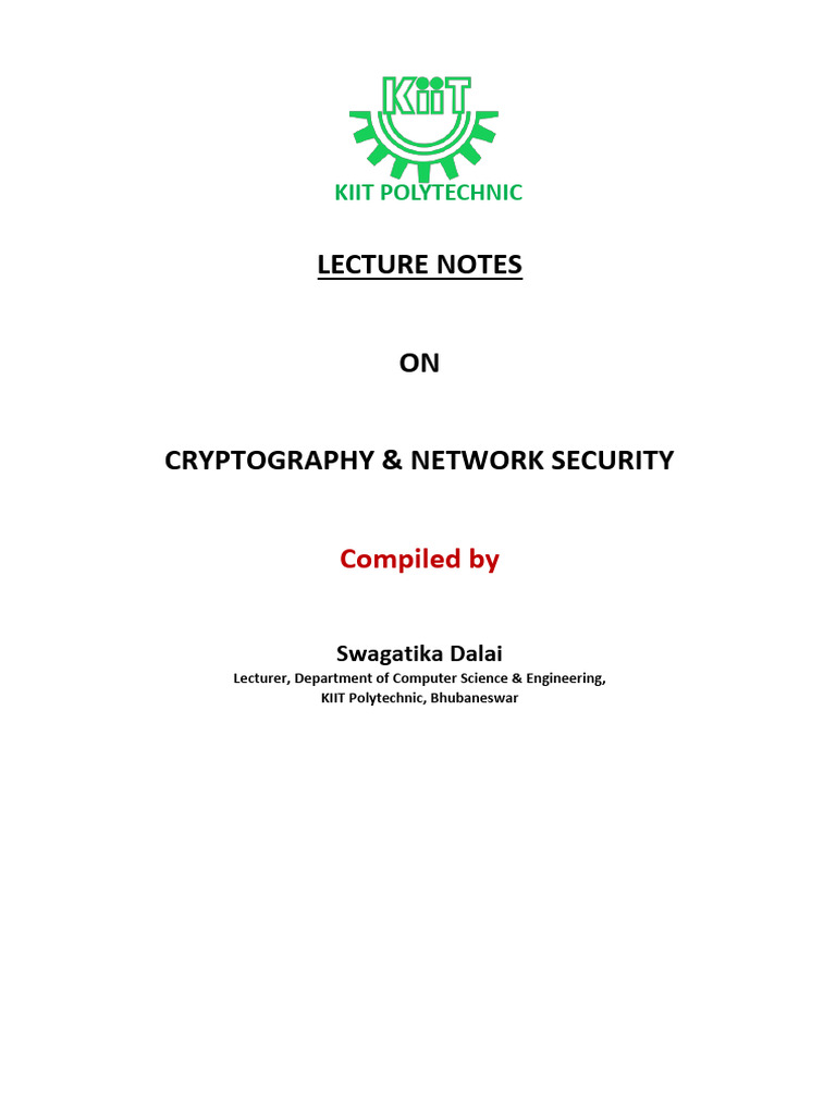 Study-Materials CSE 6th Cryptography-Network-Security S.-Dalai | PDF | Cryptography | Public Key ...