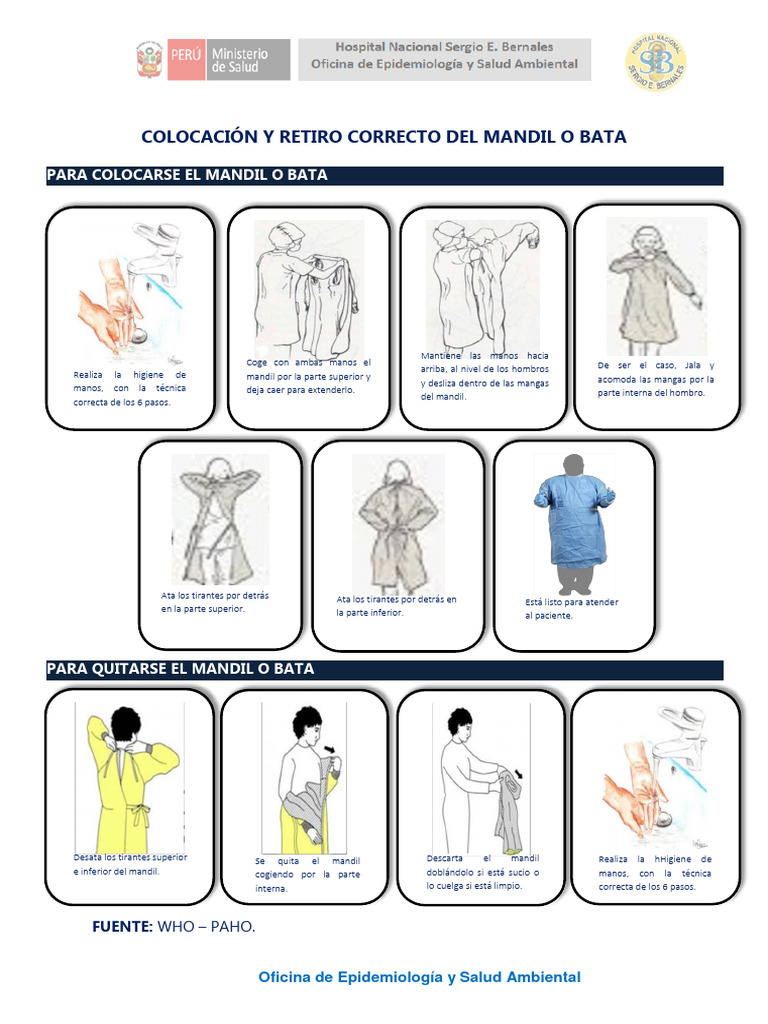 Colocación y Retiro Correcto Del Mandil o Bata | PDF