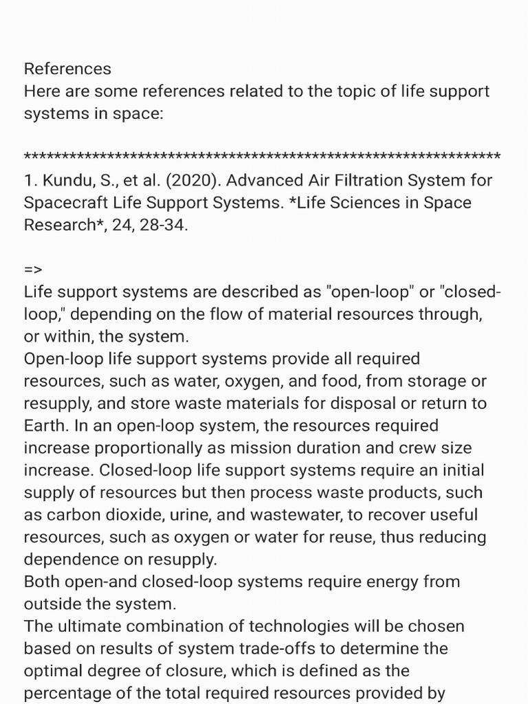 Space Life System | PDF