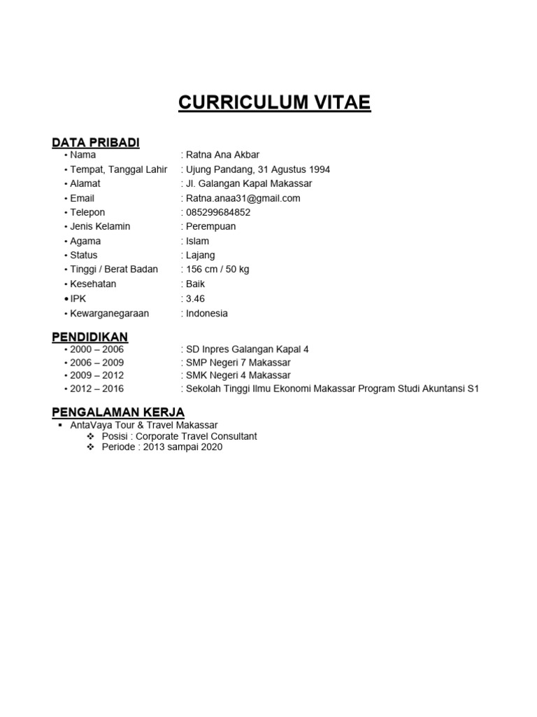 CV Ratna Ana Akbar | PDF | Kesehatan Holistik