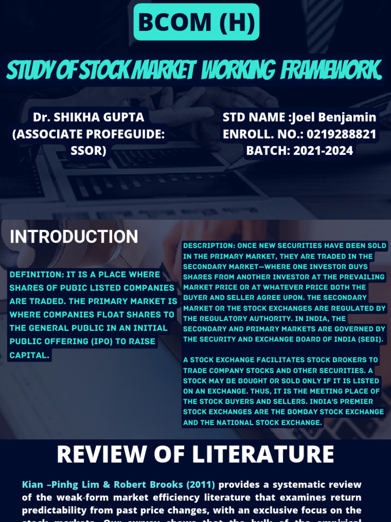 Study of Stock Market Working Framework | PDF | Stocks | Stock Market