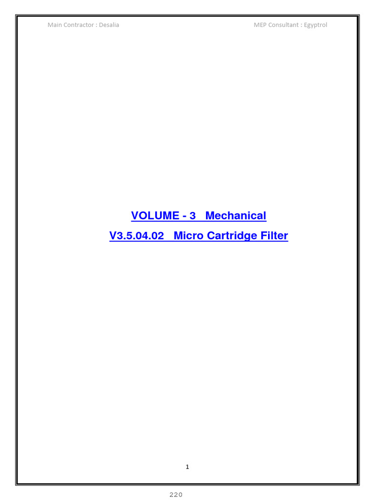 V3.5.04.02 Micro Cartridge Filter | PDF | Filtration | Fiberglass