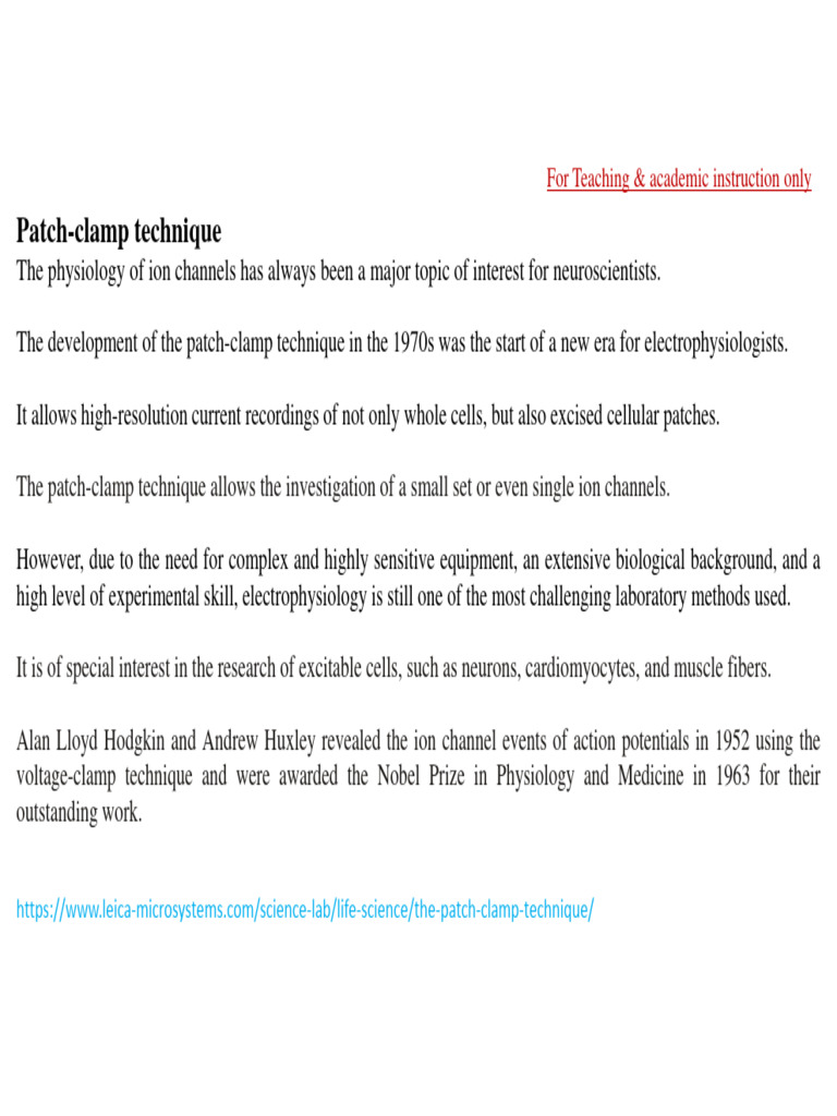 Module-1.6 - Patch Clamp Techniques | PDF | Electrophysiology | Physiology