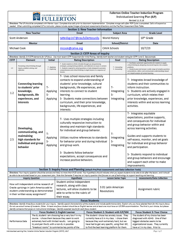 Ilp Form Semester 3 | Download Free PDF | Critical Thinking | Teachers