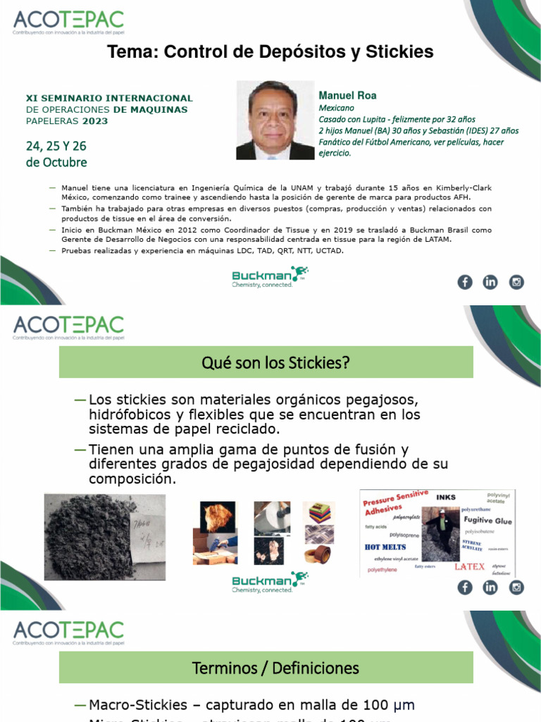 CONTROL DE DEPÓSITOS Y STICKIES - Manuel Roa - Buckman | PDF | Papel | Agua