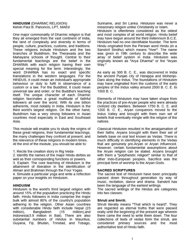 Hinduism-Handouts | PDF | Vishnu | Devi