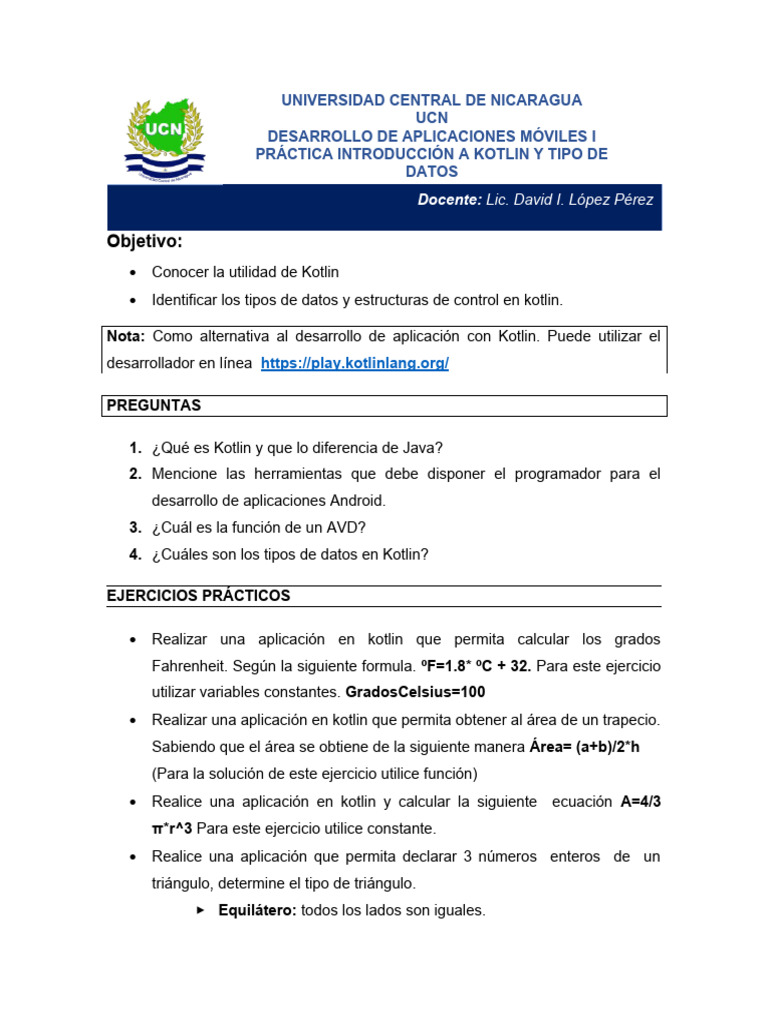 Práctica Introduccion A Programacion Android y Kotlin | PDF | Informática