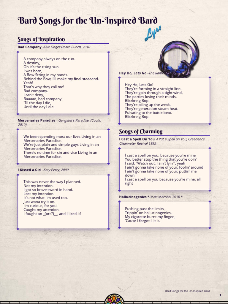 Bard Songs | PDF