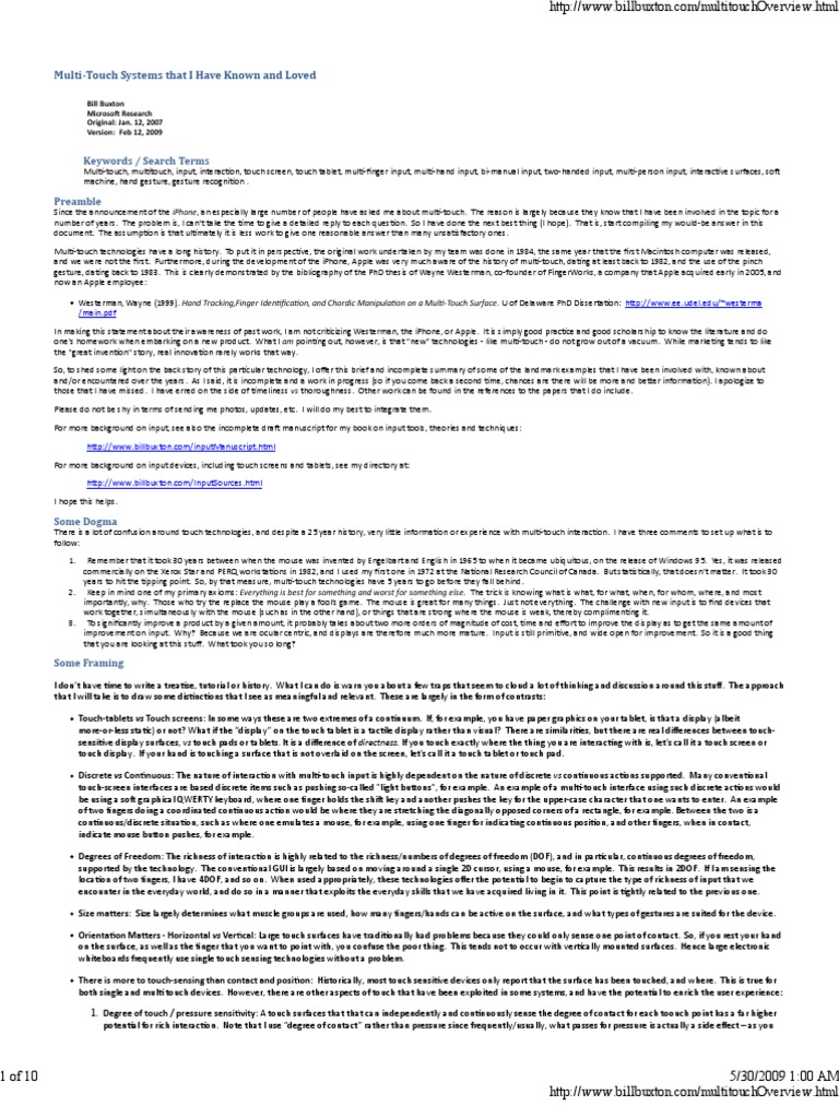 Multy Touch Systems | PDF | Touchscreen | Human–Machine Interaction