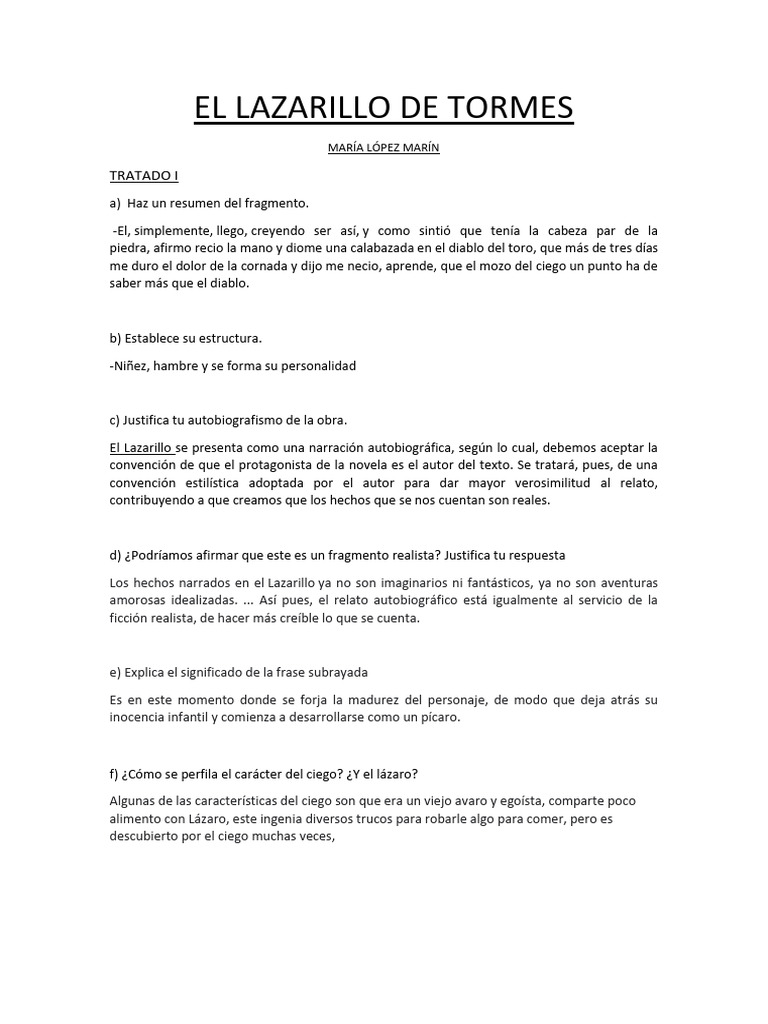 El Lazarillo de Tormes | PDF | Libros para adolescentes