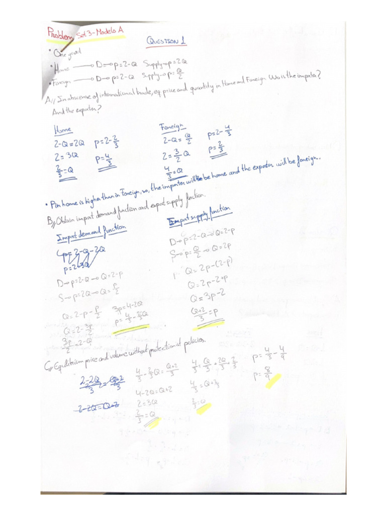 Ejercicios 1A y 2A Chapter 4 (Protectionism Policies) | PDF