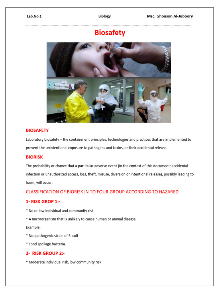 Biosafety | PDF | Personal Protective Equipment | Infection