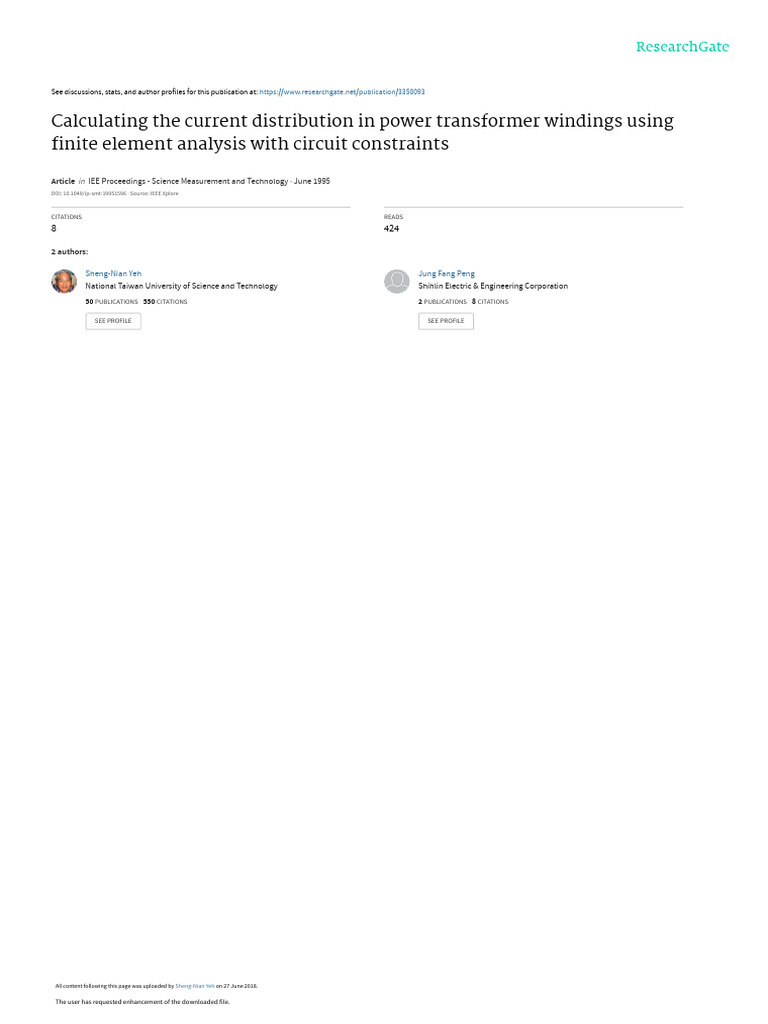 Calculating The Current Distribution in Power Tran | PDF | Transformer | Electromagnetic Induction