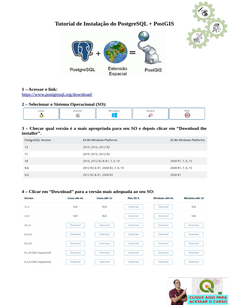 Tutorial de Instalação Do PostgreSQL PostGIS | PDF